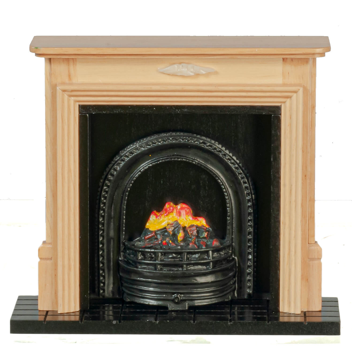 Fireplace w/ Insert - Oak | Mary's Dollhouse Miniature Accessories