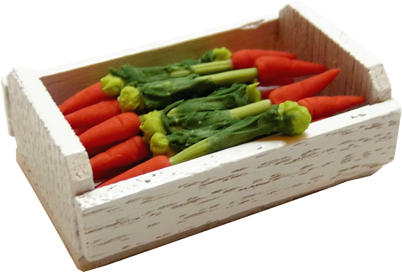 Carrots in Whitewashed Crate | Mary's Dollhouse Miniature Accessories