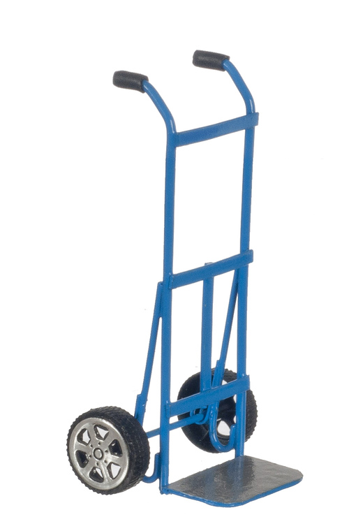 Blue 2-Wheel Dolly Style Hand Cart | Mary's Dollhouse Miniature Accessories
