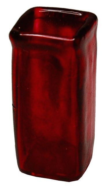 Red Square Glass Contemporary Vase | Mary's Dollhouse Miniature Accessories
