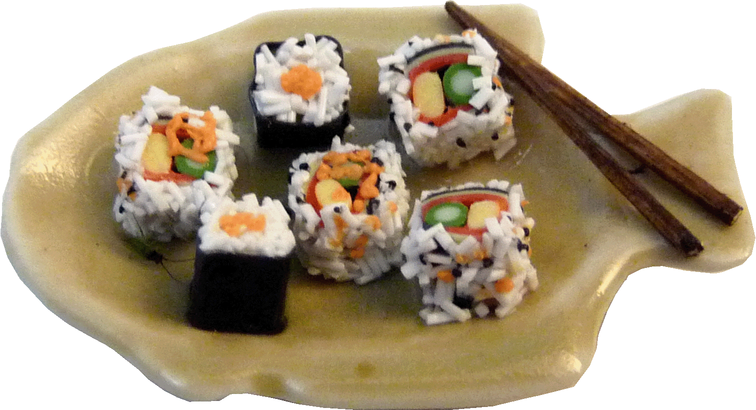 Sushi on Fish Plate | Mary's Dollhouse Miniature Accessories
