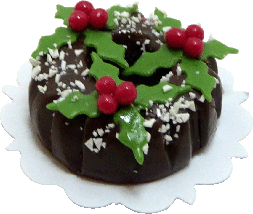 Chocolate Plum Pudding Cake | Mary's Dollhouse Miniature Accessories