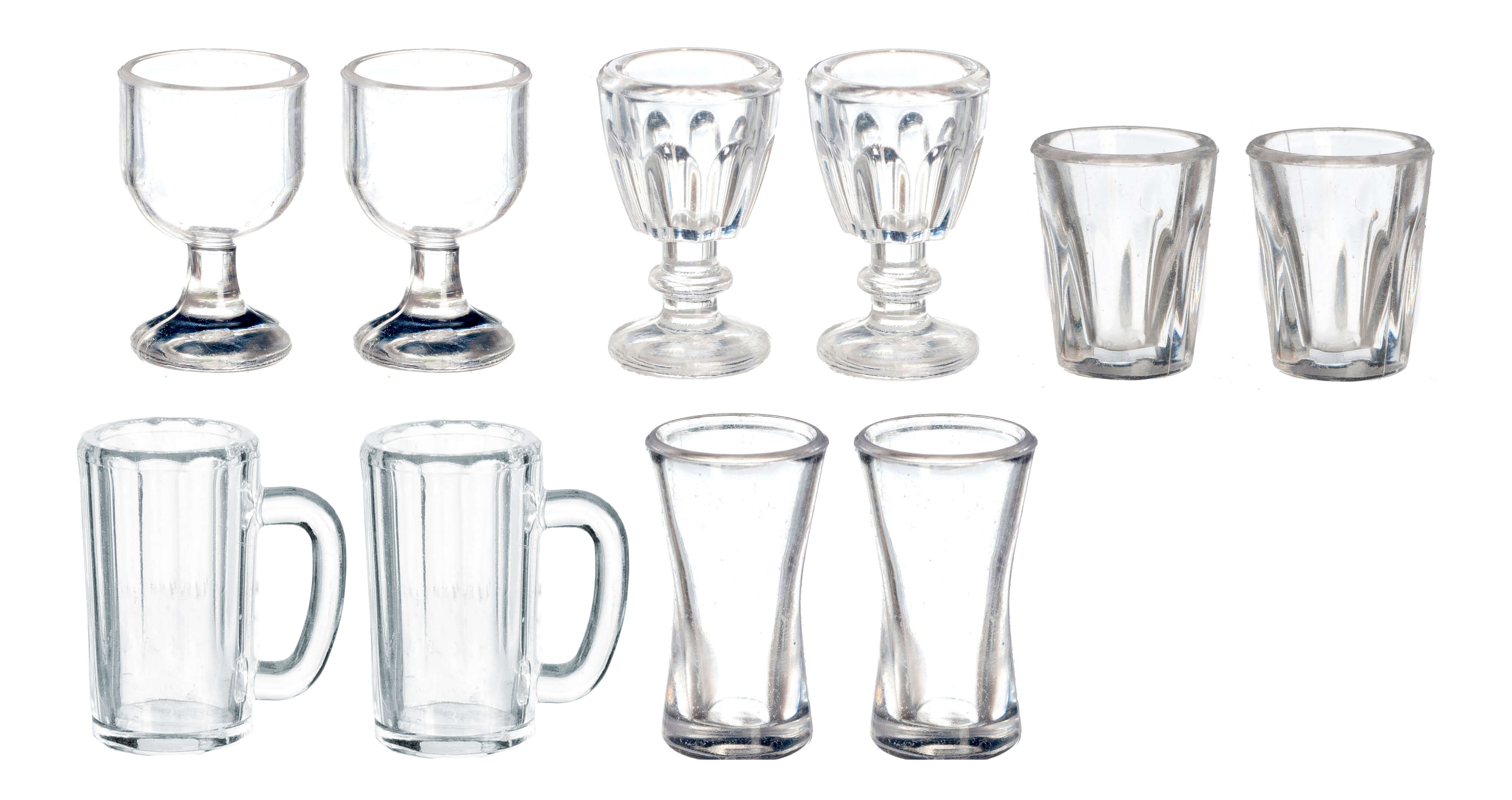 Drinking Glass Set 10pc | Mary's Dollhouse Miniature Accessories