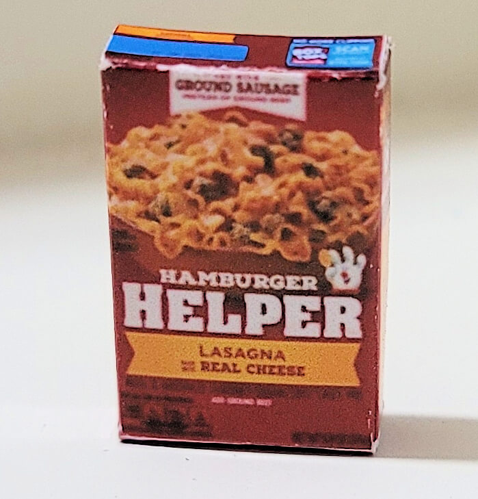 Hamburger Helper Box | Mary's Dollhouse Miniature Accessories