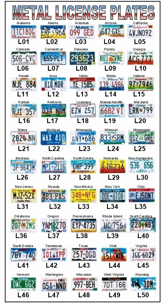 All American License Plates | Mary's Dollhouse Miniature Accessories